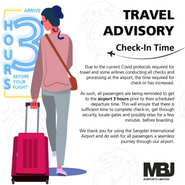 Travel Advisory - 3-hour Airport Checkin Time - Montego Bay Jamaica Airport